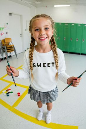 Trendyol KIDS M&auml;dchen Ecru Slogan Midi Lang Casual Gerade Kleider