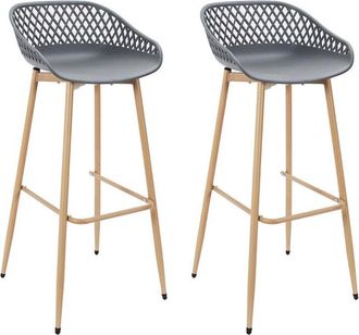 Paris Prix Paris Prix - Lot de 2 Tabourets de Bar Malaga 88cm Gris