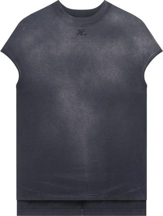 Courr&egrave;ges Femme, Tops, Noir, Taille: 40 FR T-Shirt Oversize Solarized