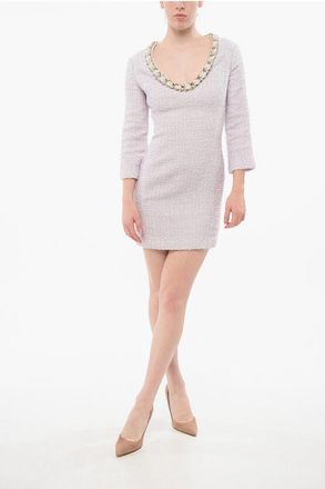 Elisabetta Franchi Tweed Dress with Chain Detail size 40