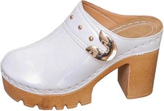 Generic Pantoufles fra&icirc;ches &agrave; talons hauts grande taille printemps et &eacute;t&eacute; nouveaux styles &eacute;pais sur pantoufles pour femmes sandales de yoga pour femmes, blanc