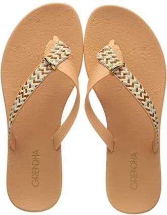 Grendha Femme UBA Tresse Rast Tongs, Beige, 35.5 EU Étroit