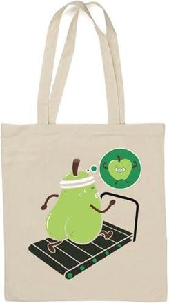 Generic Running Pear Has A Dream Get Fit Sport Sac fourre-tout en coton naturel Blanc