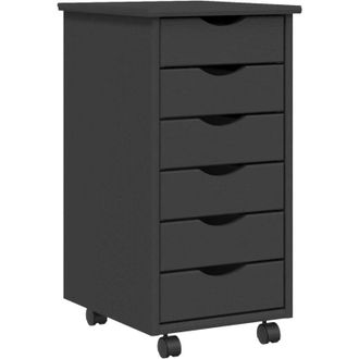 vidaXL Vidaxl - Armoire roulante avec tiroirs moss gris bois de pin solide