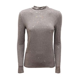 Pinko Pinko, Femme, Pulls, Gris, Taille: 40 FR Koch Maglia Jersey Full Strass