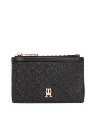 Tommy Hilfiger Kartenetui TOMMY HILFIGER TH ICON LONG CC HOLDER MONO, Damen, schwarz, Lederimitat, Basic, Kleinlederwaren, Unisex Minigeldbeutel, Portemonnaie mit TH