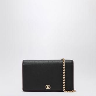 Gucci GG Marmont Geldb&ouml;rse mit Kette schwarz/rot