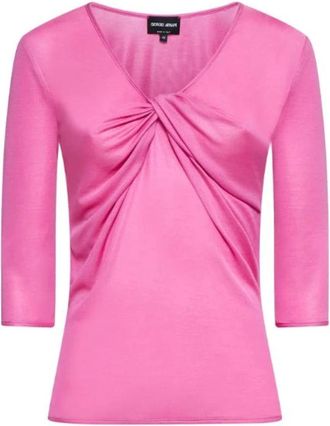 Giorgio Armani Femme, Blouses et Chemises, Rose, Taille: 38 FR Haut &agrave; col en V