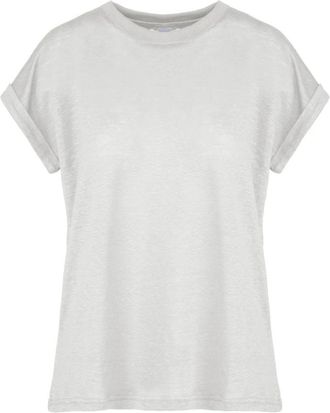 Bomboogie Femme, Tops, Blanc, Taille: 42 FR Short, Turn-Up Sleeved Crew Neck T-Shirt