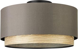 Eglo Eglo - Tischlampe Marchena, Deko Tischleuchte, Nachttischlampe aus Metall in schwarz, Holz in Eiche-Optik und Textil in Cappuchino, Lampe Wohnzimmer