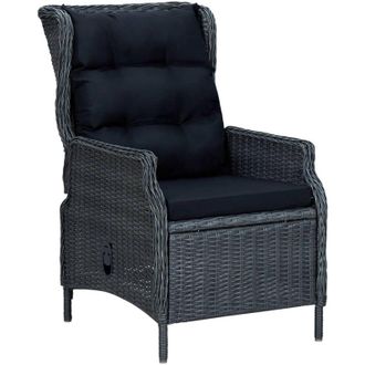 vidaXL Vidaxl - Chaise inclinable de jardin coussins R&eacute;sine tress&eacute;e Gris fonc&eacute;