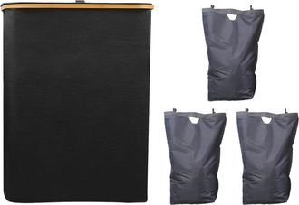 Dioche 160 L Faltbarer W&auml;schekorb aus Oxford-Stoff mit Gro&szlig;em Fassungsverm&ouml;gen und Deckel f&uuml;r den Heimgebrauch, Design mit Drei F&auml;chern, Leicht und Praktisch