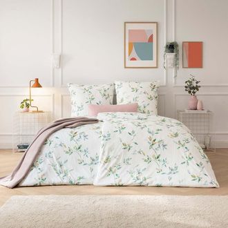 ESTELLA Mako Jersey Bettwäsche 135x200 Thalia grün Blätterranke 6621-530