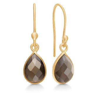 Frk. Lisberg Femme, Accessoires, Jaune, Taille: ONE Size Boucles doreilles en quartz fum&eacute; en forme de goutte