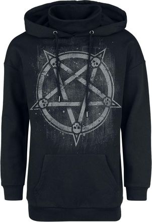 Gothicana by EMP Herren schwarzer Kapuzenpullover mit gro&szlig;em Pentagramm- und Totenkopf-Frontprint M