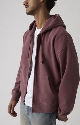 Levi's Sweat Shirt Zipp&eacute; Hayes Boxy - Homme - Rouge / Post-grunge Roan Rouge - XL