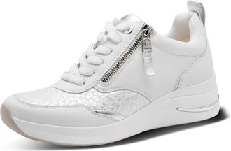 Tamaris Comfort Damen Sneaker flach mit Schn&uuml;rsenkeln mit Rei&szlig;verschluss, Wei&szlig; (White Nappa), 39 EU