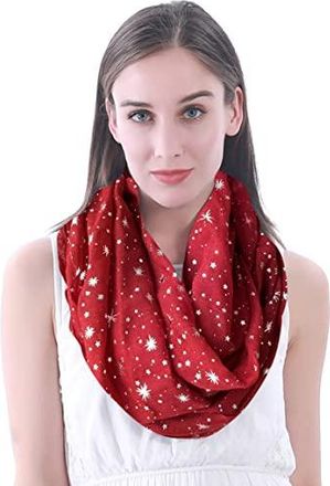 Lina & Lily Écharpe tube femme à étoiles argentées (Rouge)