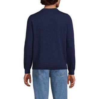 Lands End Merino-Rundhalspullover, Herren, Gr&ouml;&szlig;e:48-50 regular, Blau, by Lands End