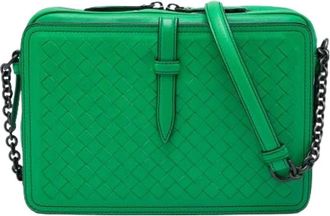 Bottega Veneta Sac bandouli&egrave;re en cuir tress&eacute; Pre-owned - Femme - Pre-owned - Vert - Taille: ONE Size