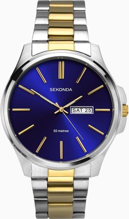 Sekonda Jones - Herrenuhr mit blauem Zifferblatt mit 44 mm Durchmesser und Edelstahlarmband