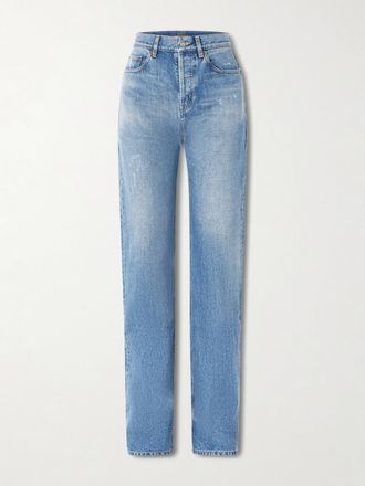 Saint Laurent Jean Droit Taille Haute Effet Vieilli - Bleu