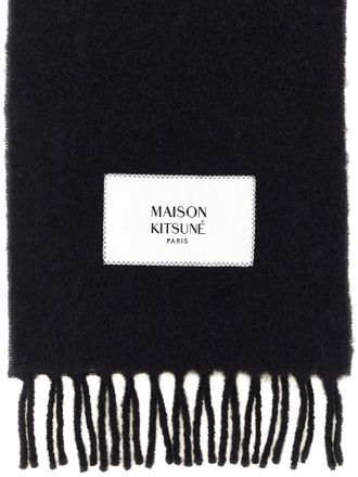 Maison Kitsun&eacute; Logo-Patch Scarf - Black