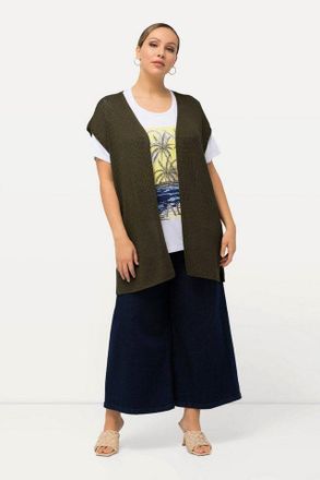 Ulla Popken Strickjacke Strickweste Palme oversized offene Form &auml;rmellos