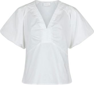 Neo Noir Femme, Blouses et Chemises, Blanc, Taille: 36 FR Blouse Popeline &agrave; Manches Ballon
