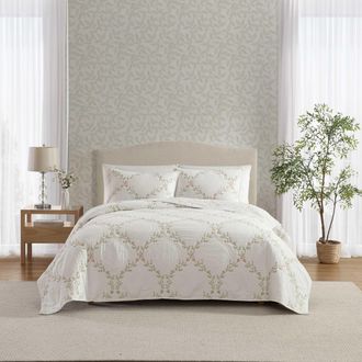 Laura Ashley Bettwäsche-Set für Doppelbett/Queen-Size-Bett, superweich und atmungsaktiv, bestickte Bettwäsche mit passenden Kissenbezügen, Florale Heimdekoration (