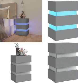 vidaXL LED-Nachttisch Grau 45x35x67 cm Holzwerkstoff - led Nachttisch - Nachttisch Grau - Holzm&ouml;bel - Wohnzimmer Deko - Schlafzimmer Einrichtung - Home &