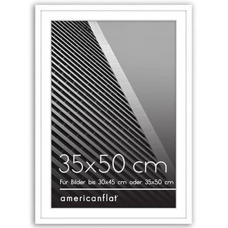 Americanflat Bilderrahmen 35x50 cm Wei&szlig; - Bilderrahmen 30x45 cm mit Passepartout - aus Kunststoff mit poliertem Plexi-Scheibe