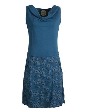 vishes Sommerkleid Kleid Blumen-Muster, Wasserfall-Kragen und Taschen Hippie, Ethno, Goa, Elfen Style