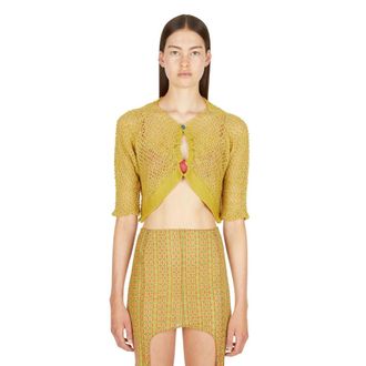 Louise Lyngh Bjerregaard Femme, Pulls, Jaune, Taille: 40 FR Cardigan Ouvert en Tricot