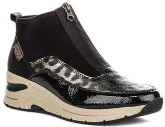 Rieker Boots noires avec imprim&eacute; l&eacute;opard &agrave; talon semi-compens&eacute;e et &agrave; zip central - Taille numeric_39