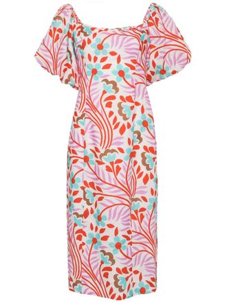 Rhode Resort robe mi-longue Karima en lin - Blanc