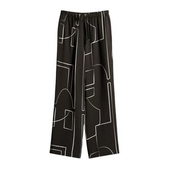 someday Cevil Graphic Wide Hosen - - Trousers - Damen - Braun - S