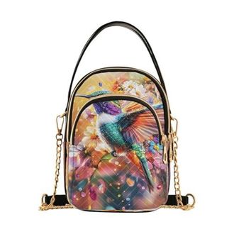 Mnsruu Petit sac &agrave; bandouli&egrave;re en cuir pour femme Motif colibri