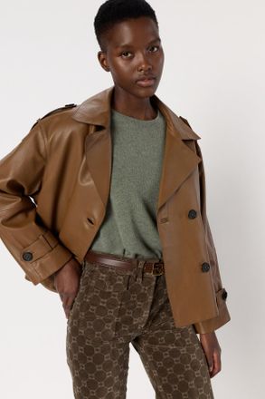 Gerard Darel Veste crois&eacute;e en cuir - RACHEL - Cigare