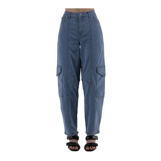 Ganni Femme, Pantalons, Bleu, Taille: W27 Jean à Rayures Légères Denim
