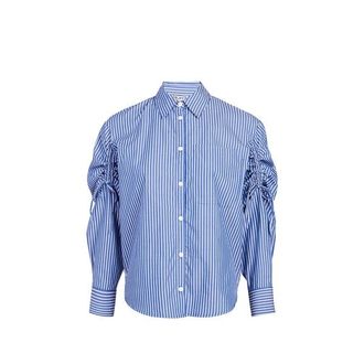 Object Chemise ray&eacute;e &agrave; manches fronc&eacute;es en coton