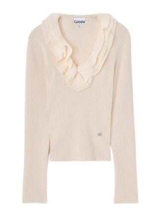 Ganni Rundhalspullover - Beige