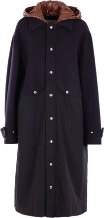 Plan C Geknöpfter Kapuzenmantel - Blau