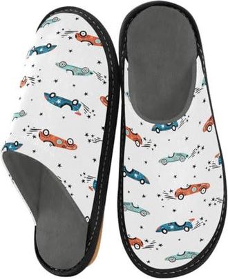 HMZXZ Pantoufles dint&eacute;rieur motif voitures de course pour homme et femme, motif dessin anim&eacute;, multicolore, 37.5/38 EU