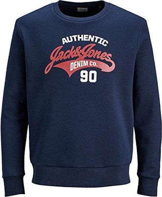 Jack & Jones Jjelogo Sweat Crew Neck Two Color Noos, Sweat-Shirt Homme, Bleu (Navy Blazer Detail:Reg Fit), Small