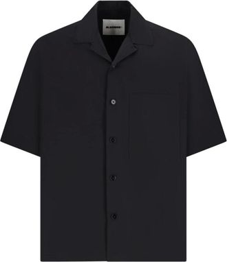 Jil Sander Homme, Chemises, Noir, Taille: S Oversized Cotton Poplin Shirt