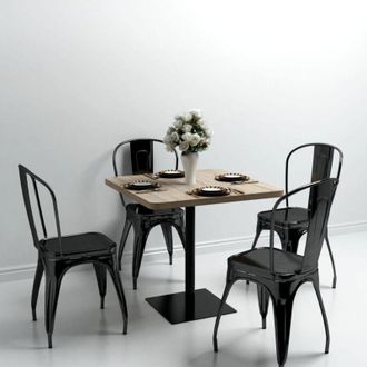 vidaXL Vidaxl - Table de bistro mdf et acier Carr&eacute; 80x80x75 cm Couleur de ch&ecirc;ne