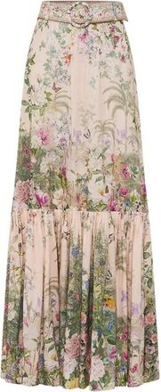 Camilla Rock mit tiefem Saumr&uuml;schen und G&uuml;rtel - - Skirts - Damen - Mehrfarbig - S