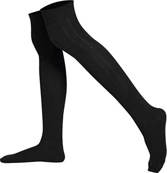 MySocks au-dessus du genou chaussettes unisexe Plaine Noir