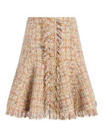 Cinq à Sept jupe en tweed à franges - Marron